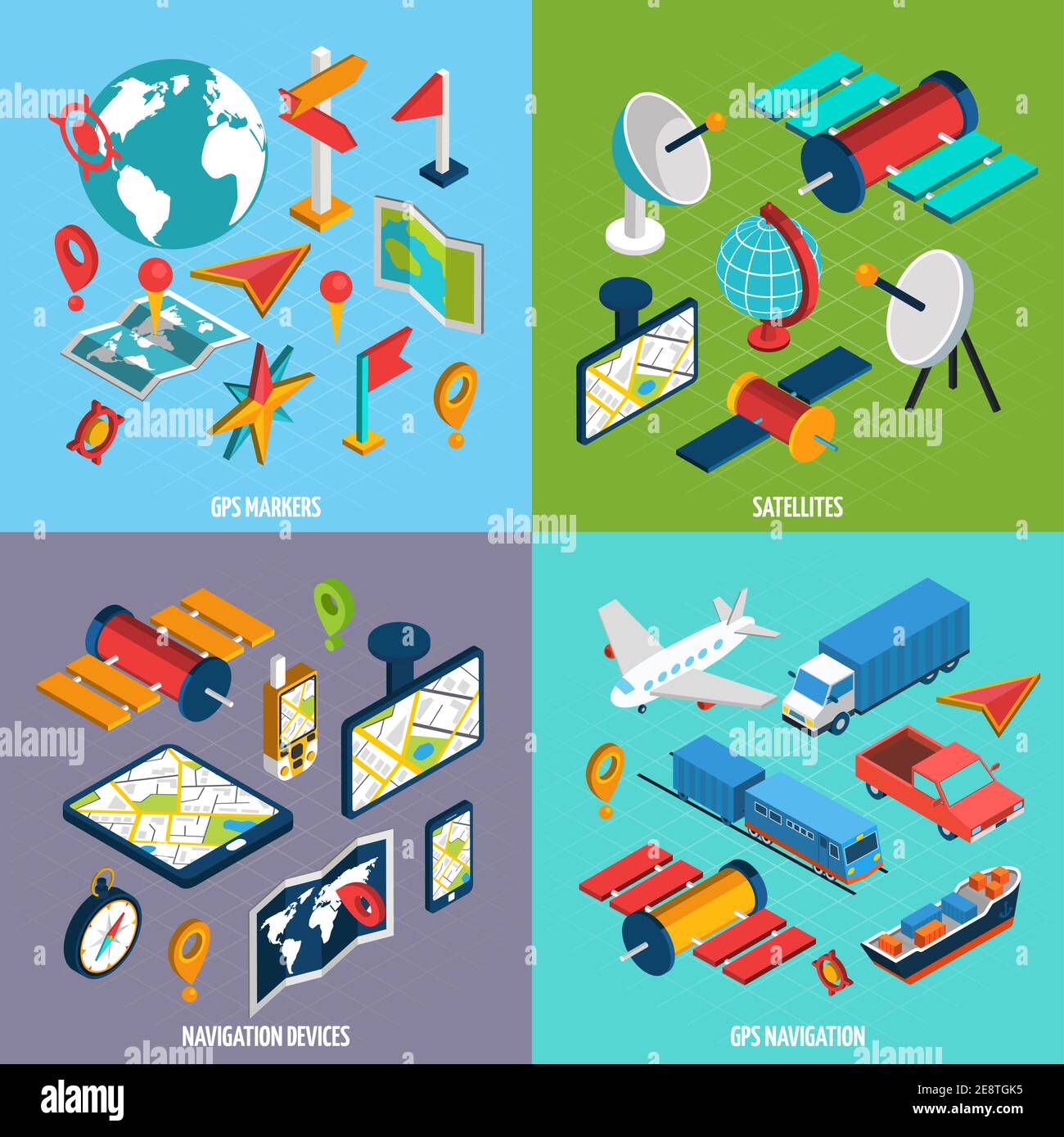 Gps navigation satellites markers and devices with symbol and ...