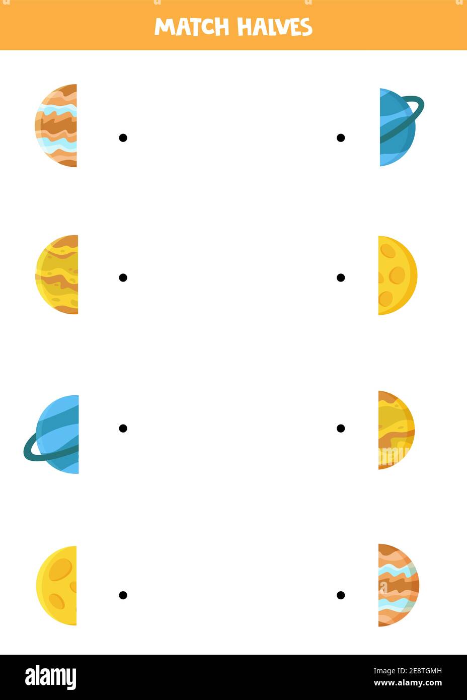 Match halves of solar system planets. Logical game for kids Stock ...