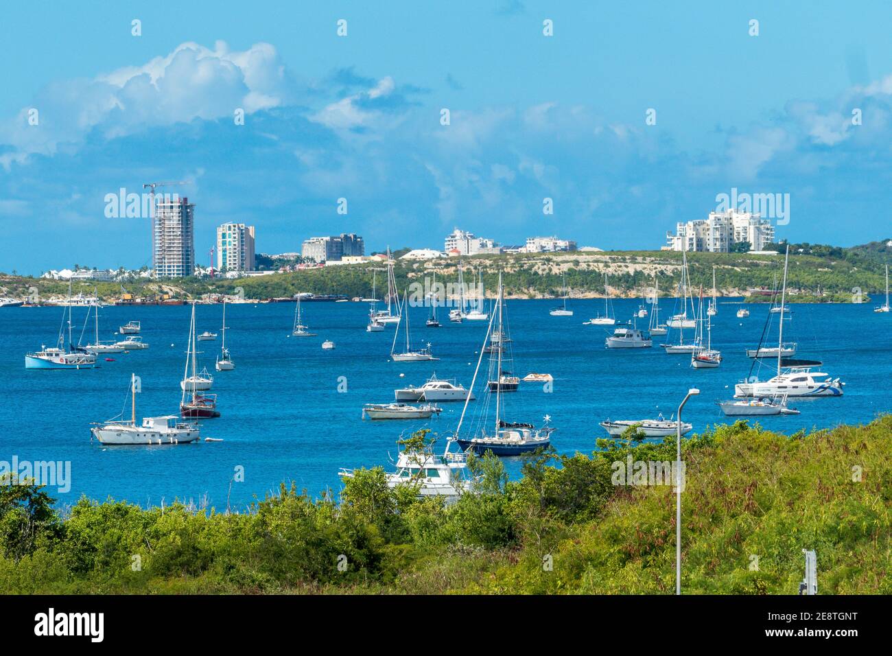 Scenic view of the Caribbean island of St.maarten. Caribbean island ...