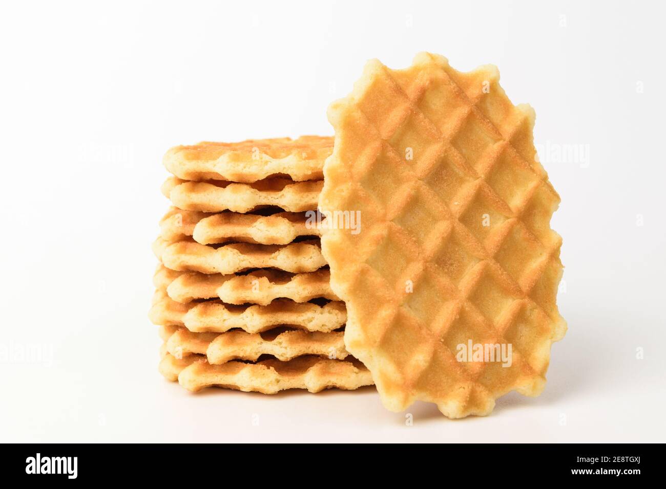 Waffle snacks on white background Stock Photo - Alamy