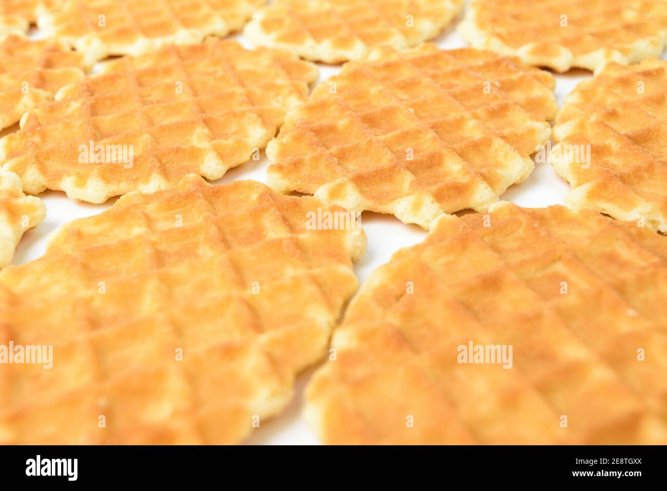 Waffle snacks on white background Stock Photo - Alamy