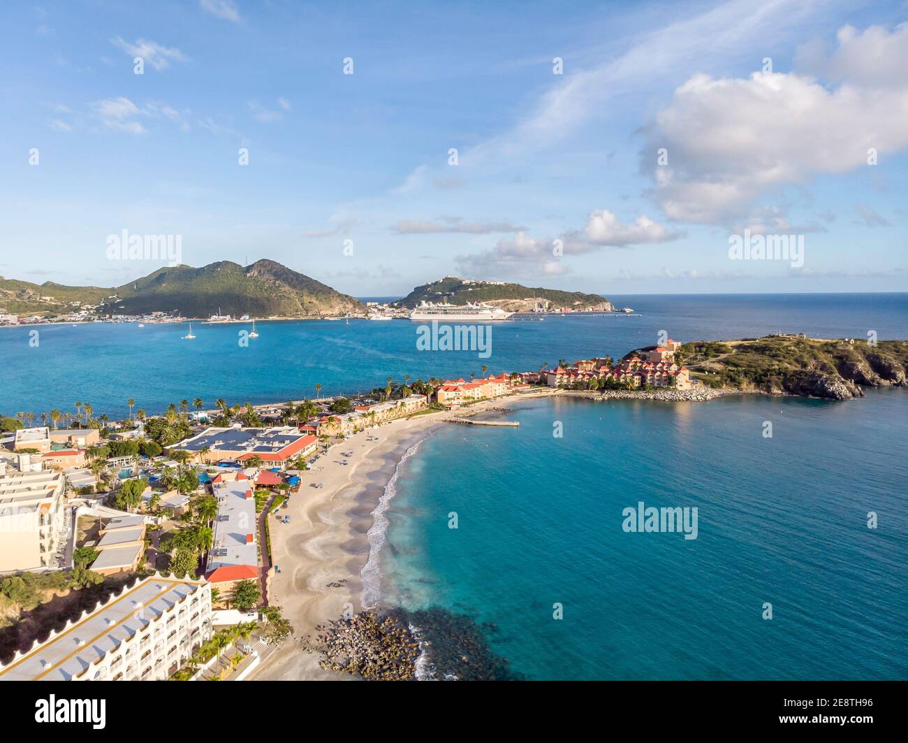 The Caribbean island of St.Maarten landscape and Cityscape. The French ...