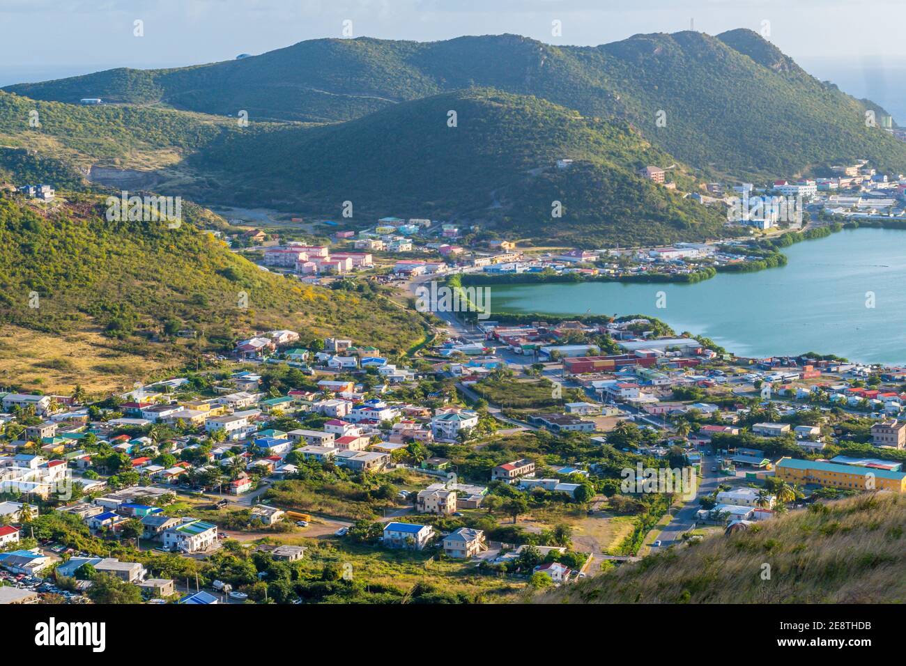 The Caribbean island of St.Maarten landscape and Cityscape. The French ...