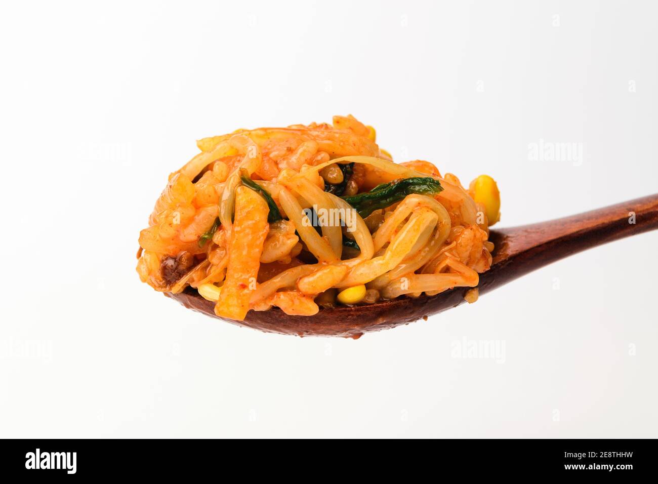 Seasoned rice with vegetables on white background Stock Photo - Alamy