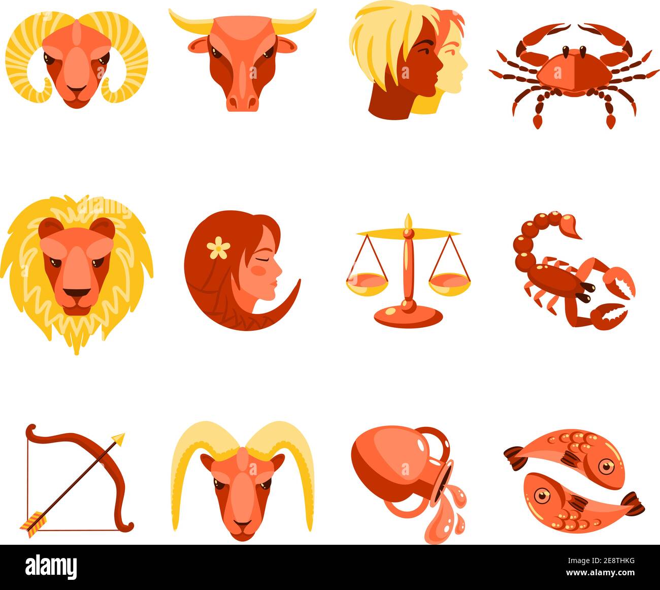 Stylized icons collection of twelve zodiac star signs for every date ...