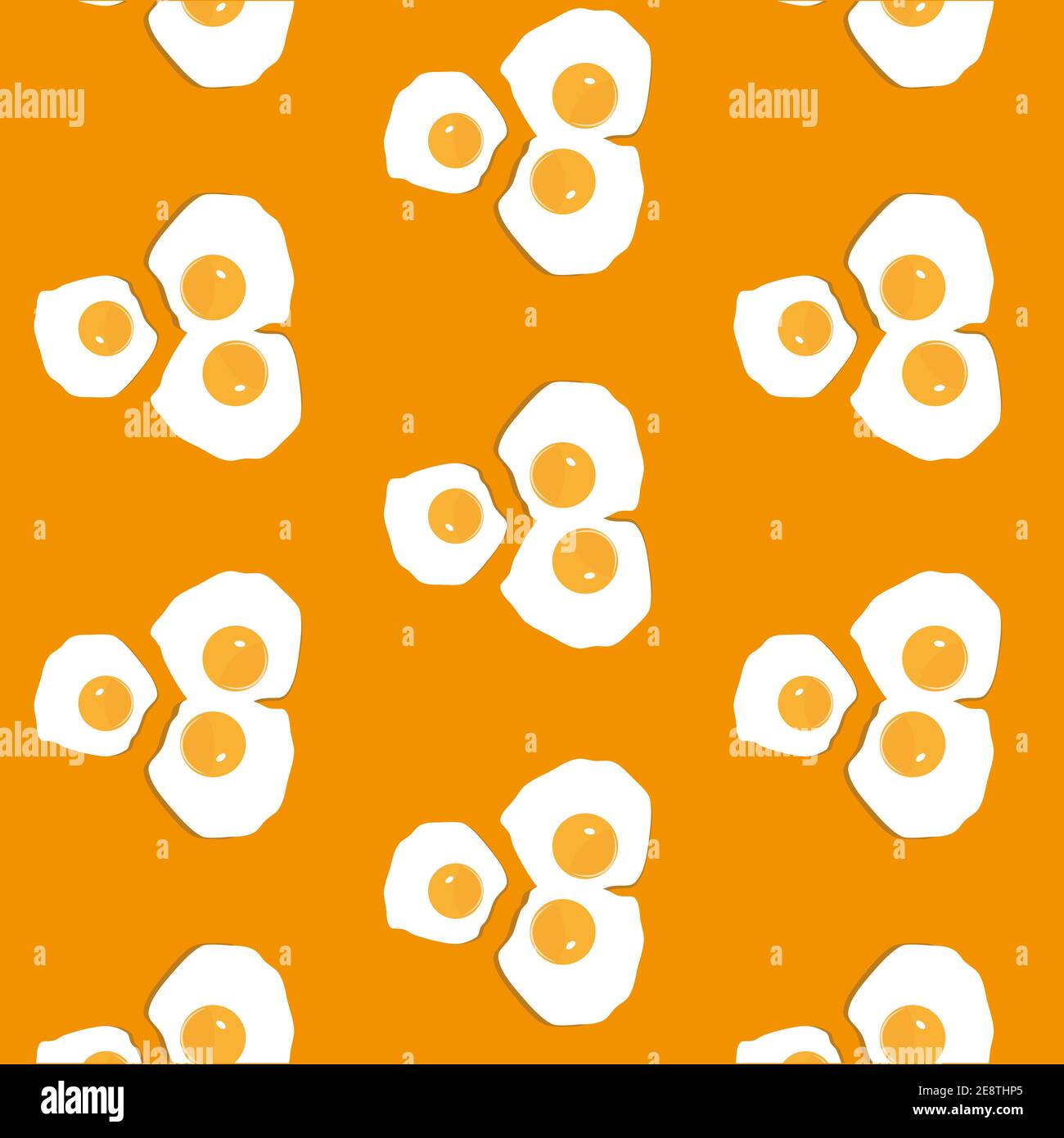 Fried Egg seamless vector repeating pattern on an orange background ...