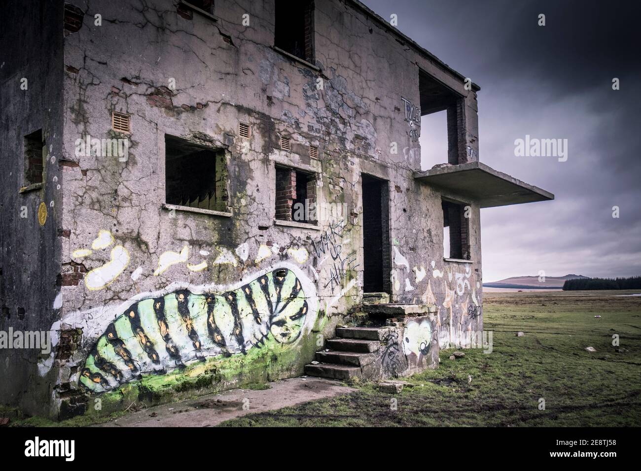 The derelict control tower on the disused WW2 RAF Davidstow Airfield on ...