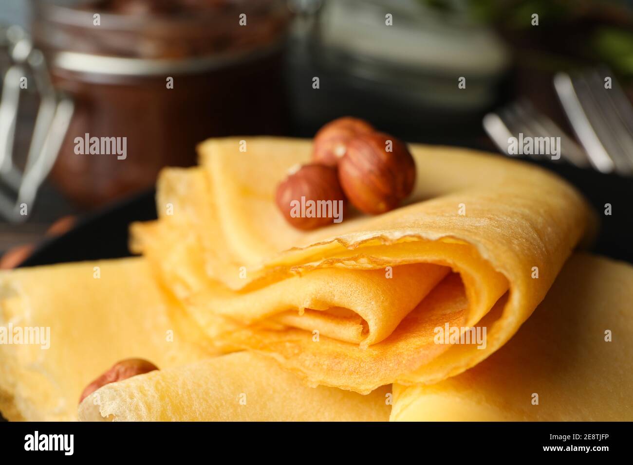 Close up golden brown crepe hi-res stock photography and images - Alamy