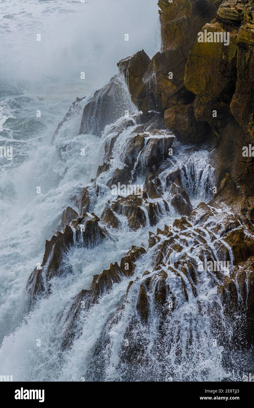 Pancake Rocks at Punakaiki, South Island, New Zealand. The heavily ...