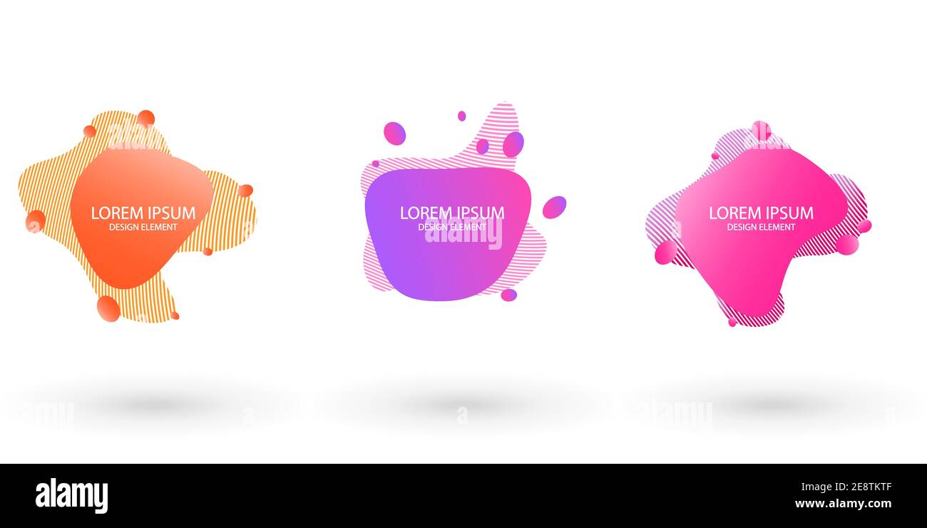 Fluid frame isolated on white background. Set of abstract liquid shapes ...