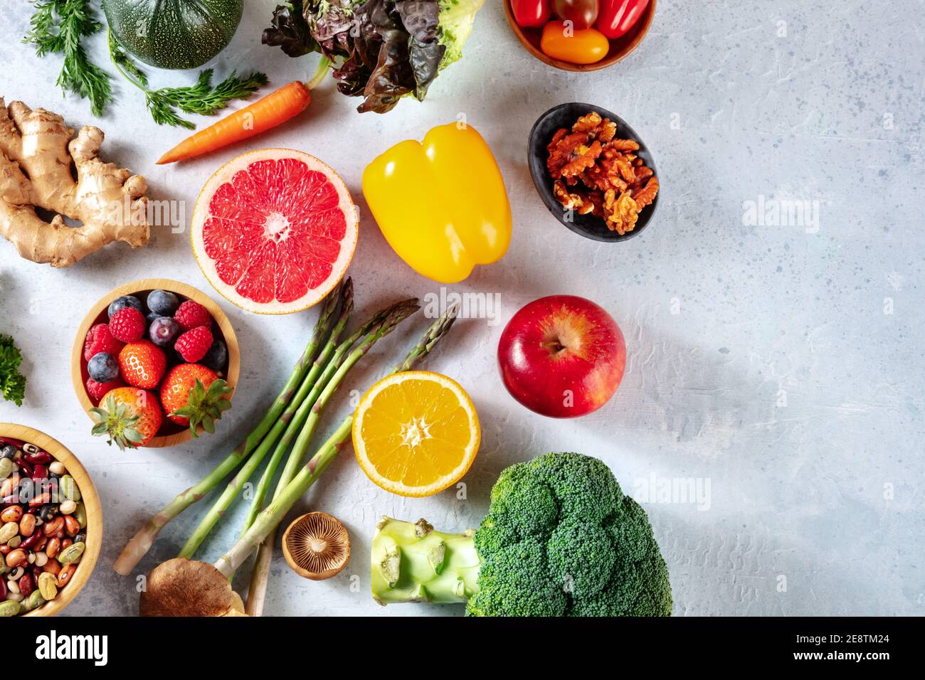 Superfoods design template with a place for text. Overhead flat lay ...