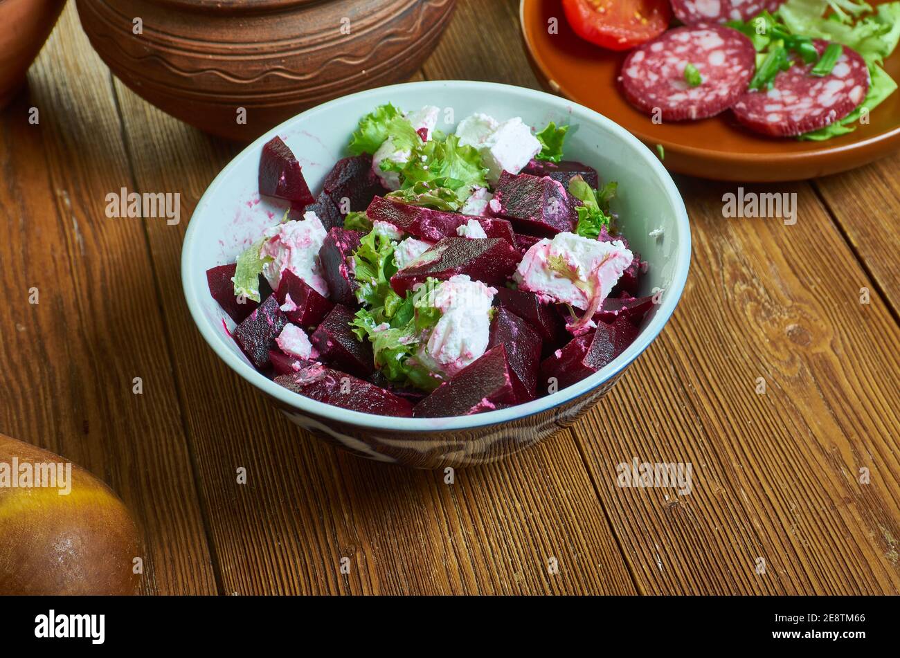 Beetroot and Feta Cheese Salad, Greek-style beet salad Stock Photo - Alamy