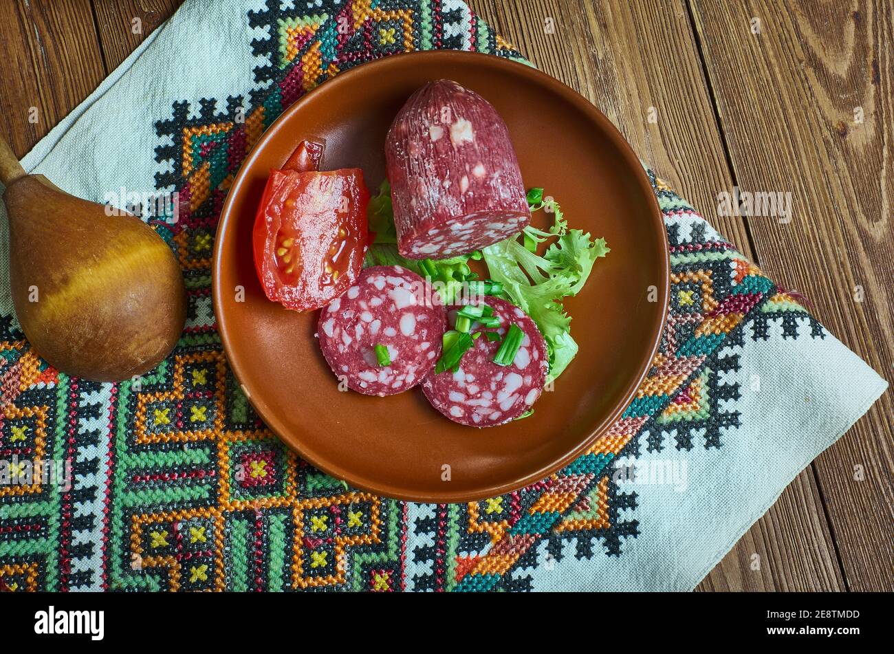 Gyulai Hungarian sausage, made in Gyula, Hungary, made from pork in ...