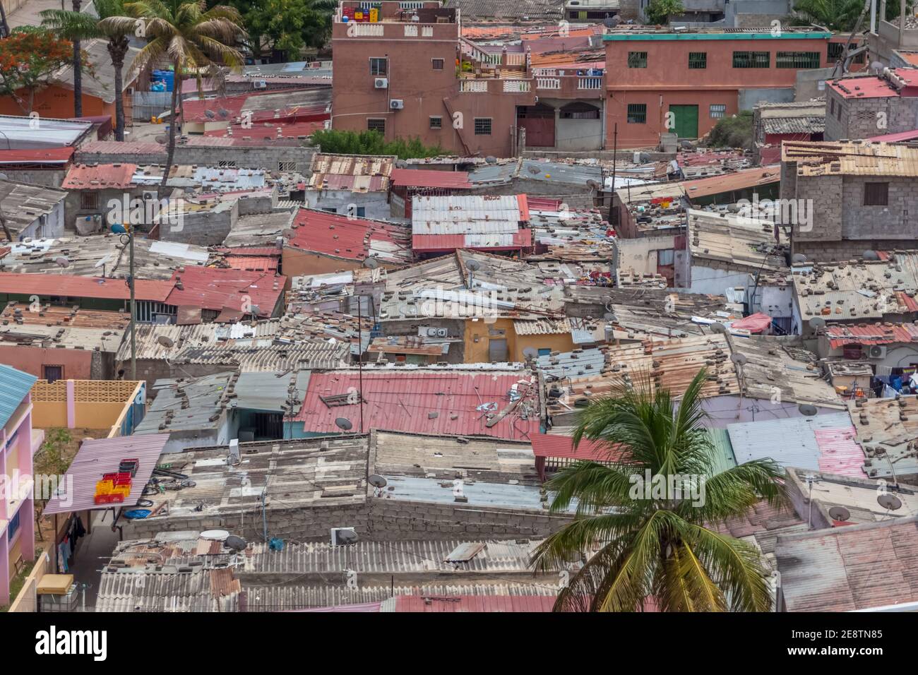 Luanda / Angola - 12/07/2020: Aerial view of a poor neighborhood in the ...