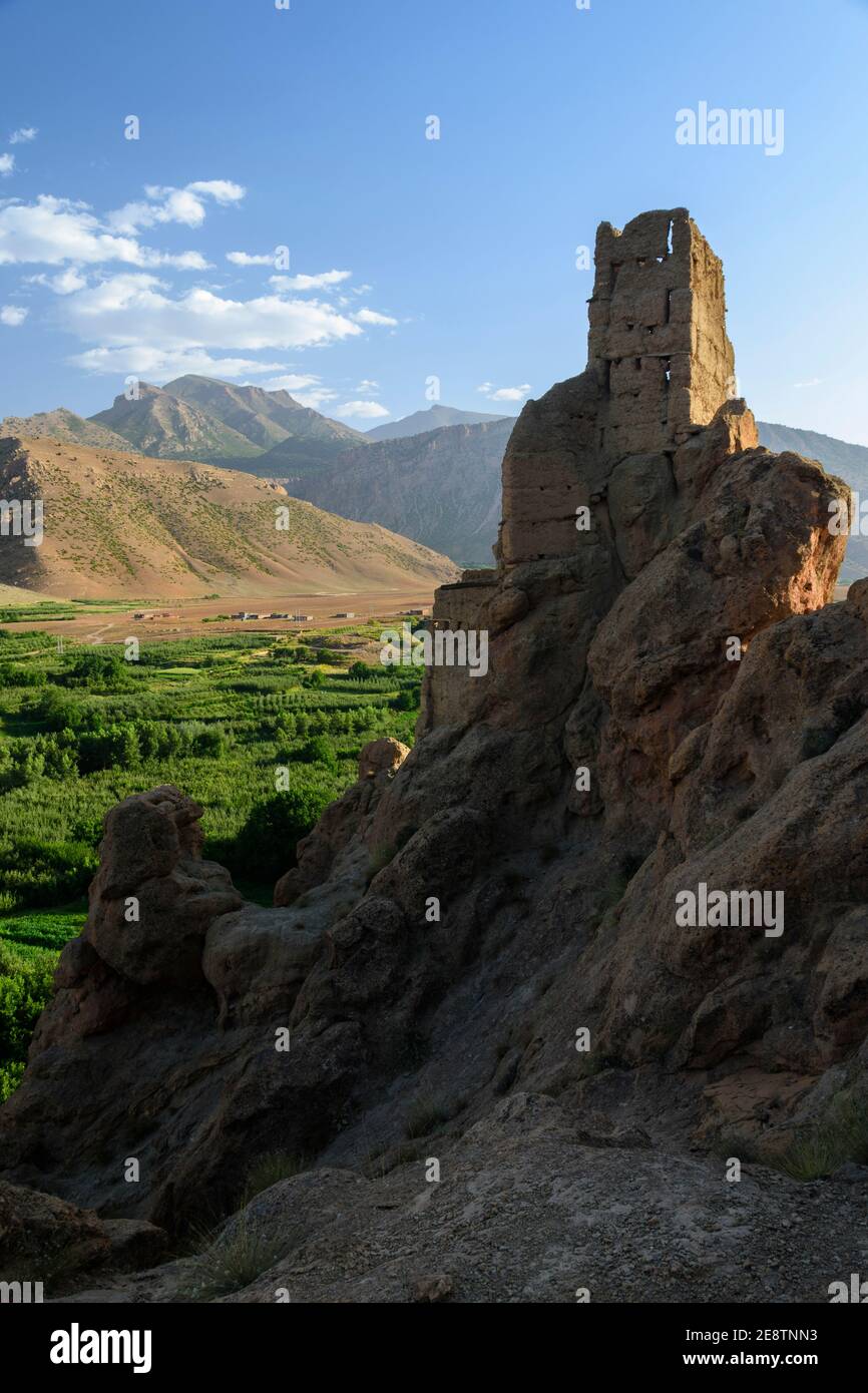 Ruins of an old agadir (guard post) in the Aït Bougoumez Valley ...