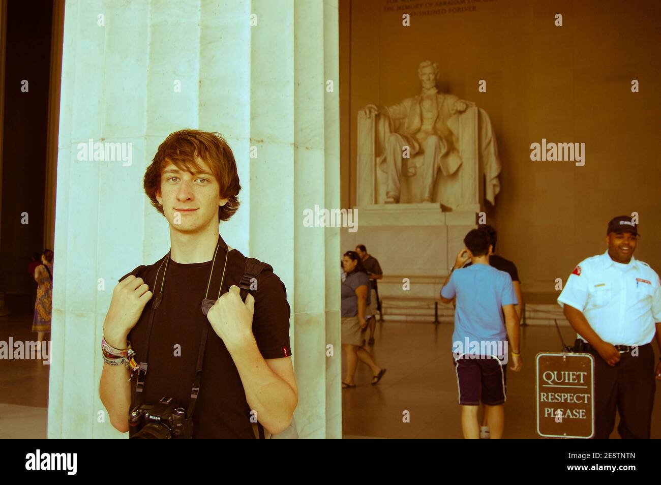 Lincoln Memorial in Washington DC USA statue famous inside security ...