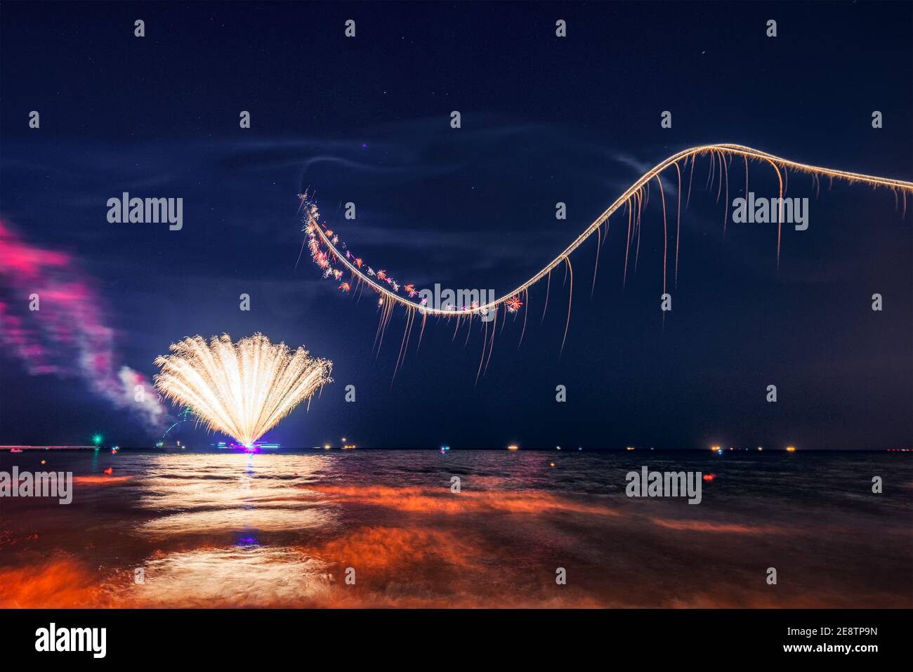 fireworks display in Gdynia on the beach Stock Photo - Alamy