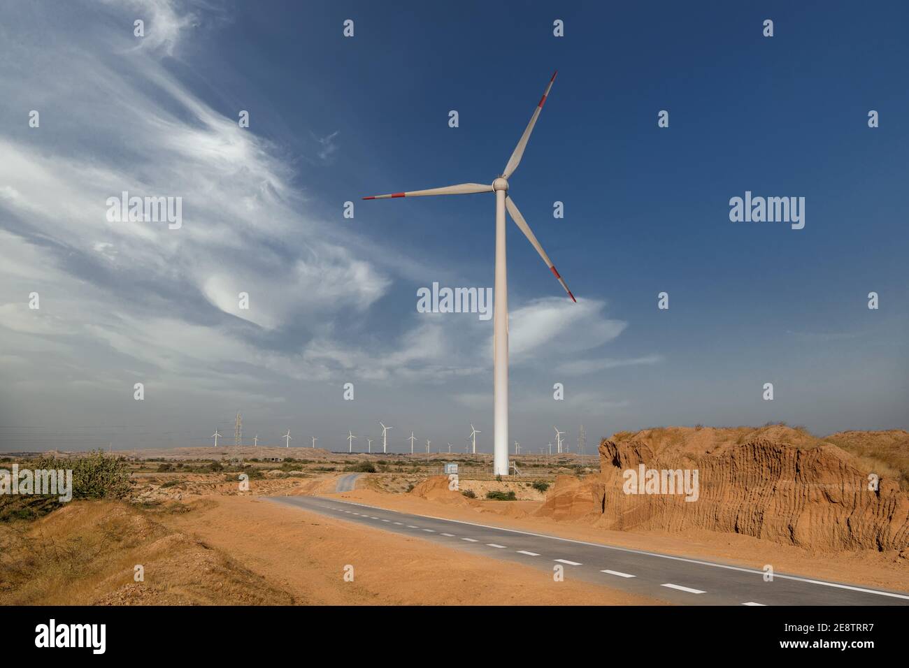 view of wind power plant. Vast turbine wind mills farm at jhimpir Stock ...