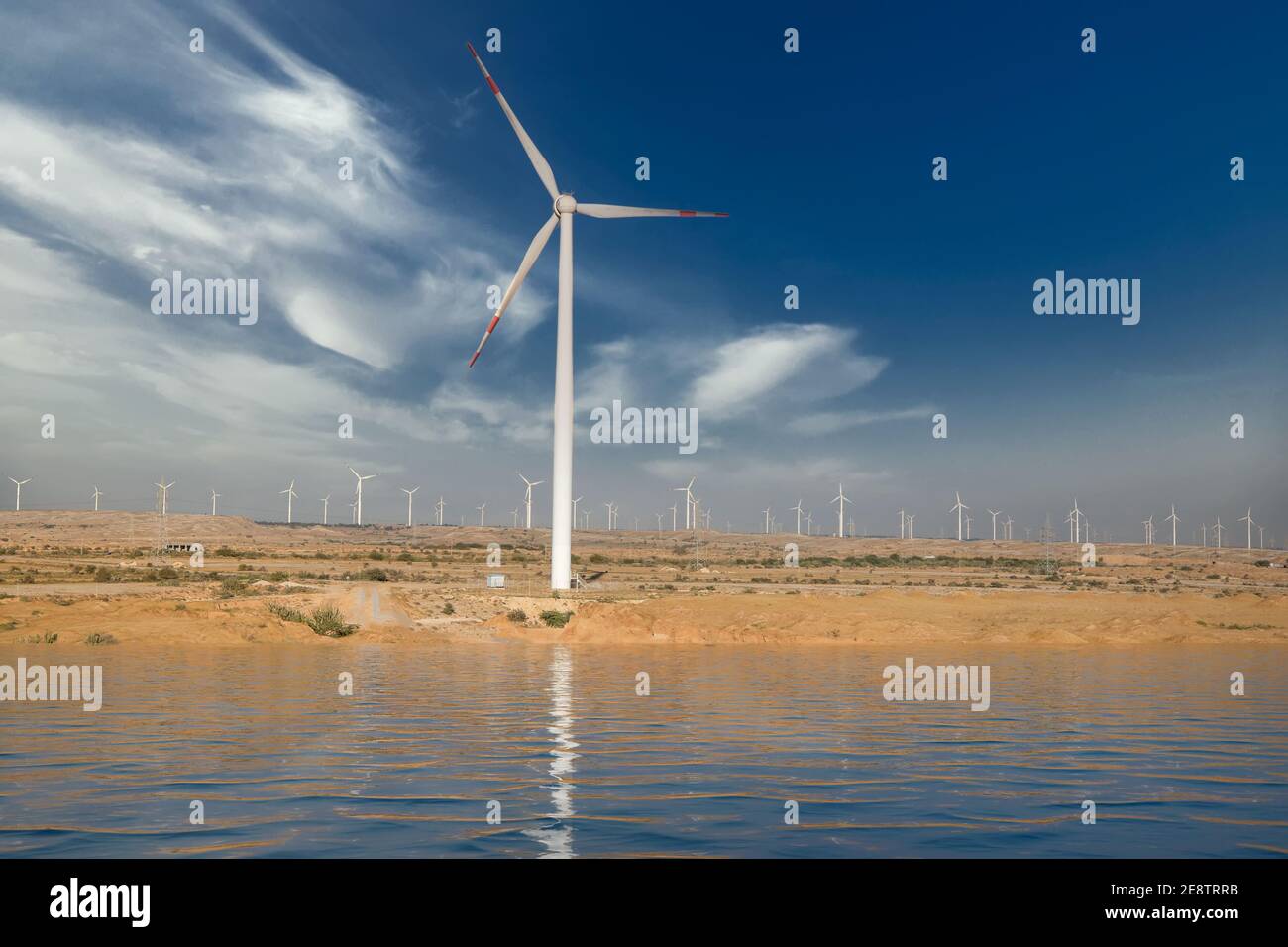 view of wind power plant. Vast turbine wind mills farm at jhimpir Stock ...