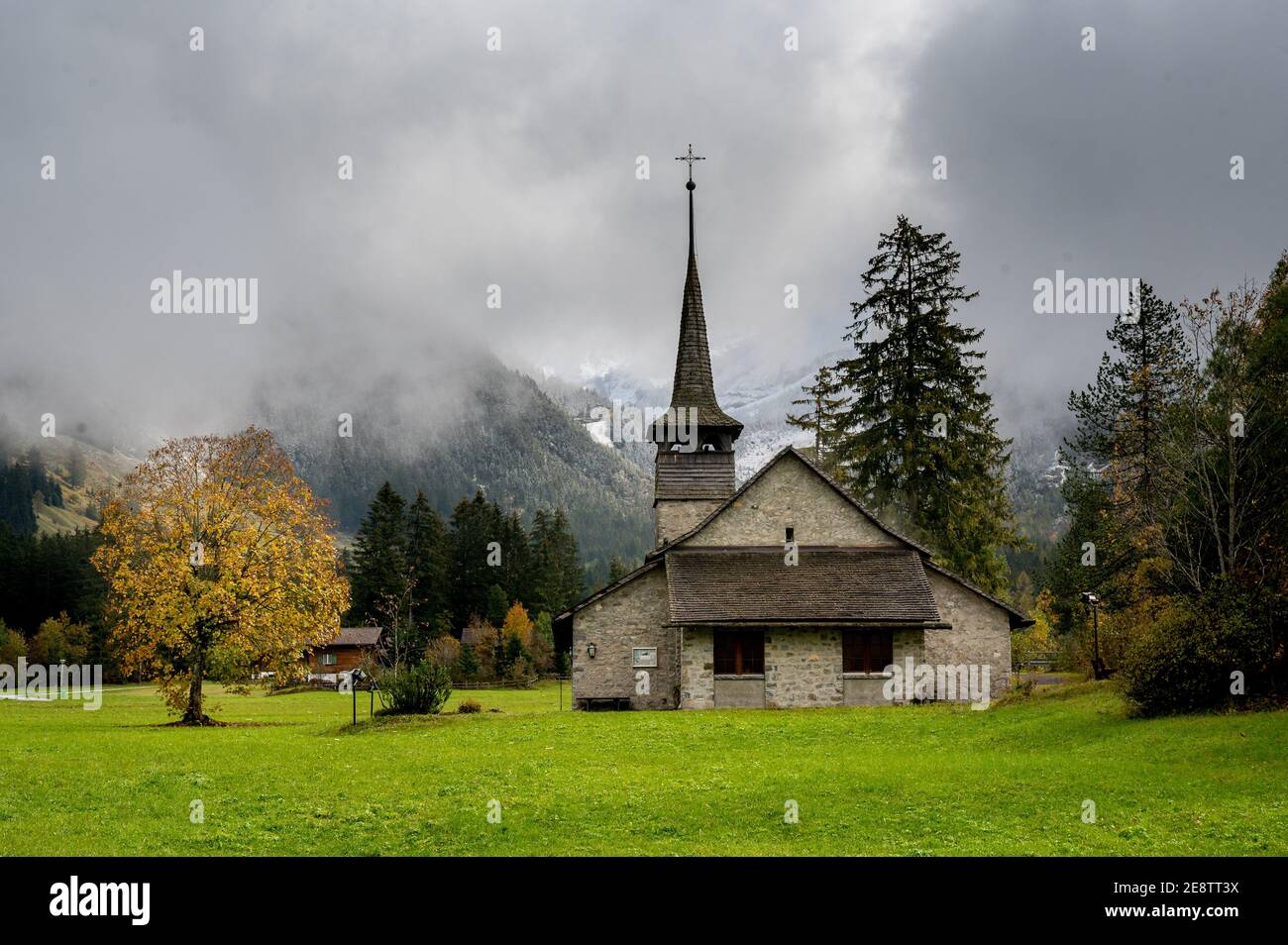 church of Kandersteg in autumn Stock Photo - Alamy