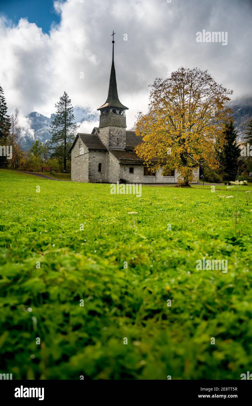 church of Kandersteg in autumn Stock Photo - Alamy