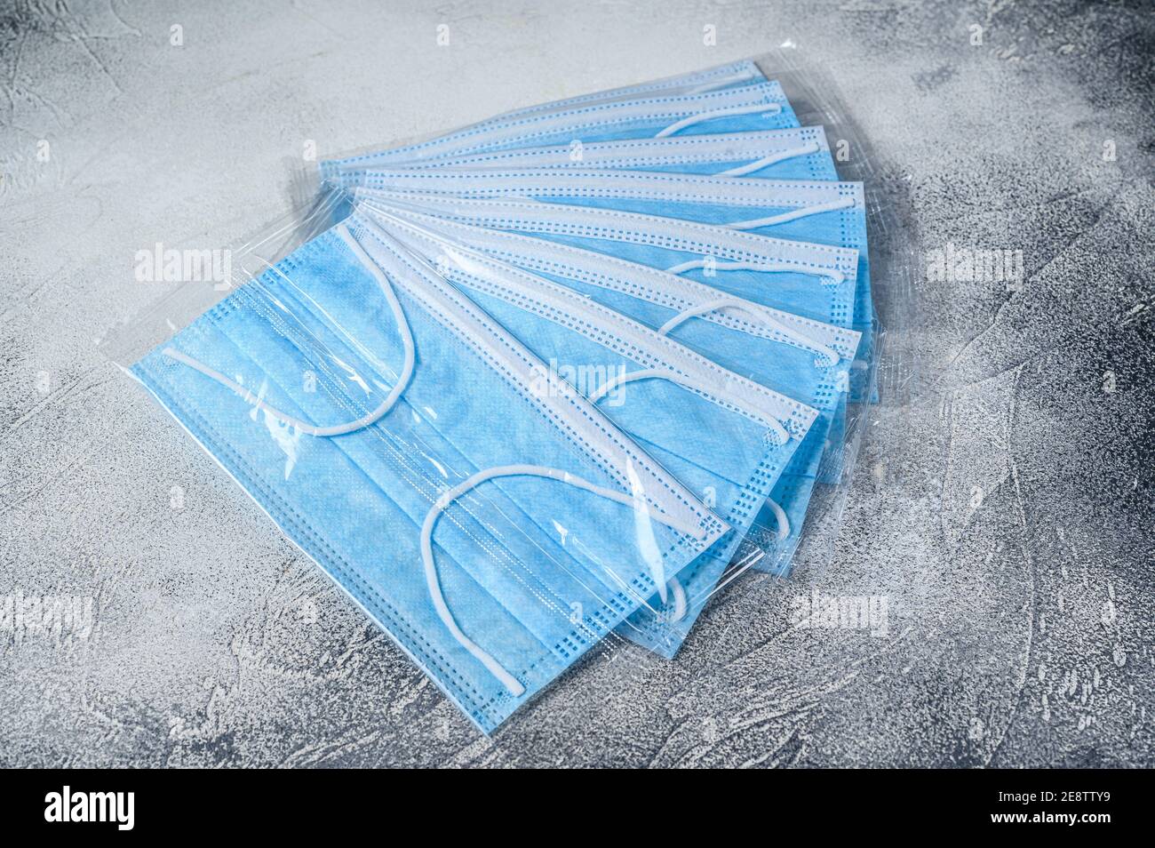 Blue ear loop surgical face masks. Disposable procedural face mask with ...