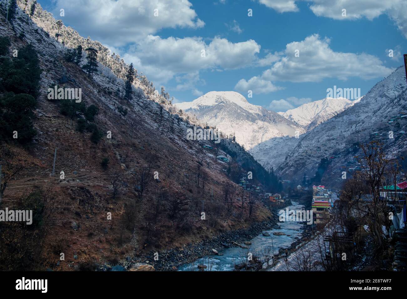 Mountain view of Mahandri Village with Kunhar river, Kaghan Valley ...