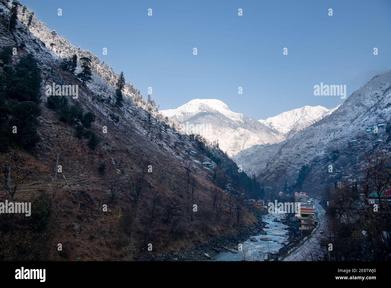 Mountain view of Mahandri Village with Kunhar river, Kaghan Valley ...