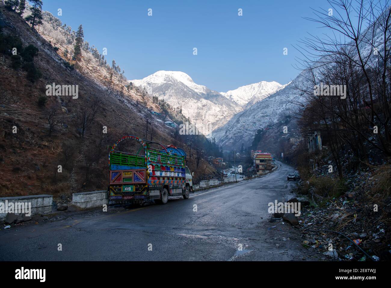 Mountain view of Mahandri Village with Kunhar river, Kaghan Valley ...