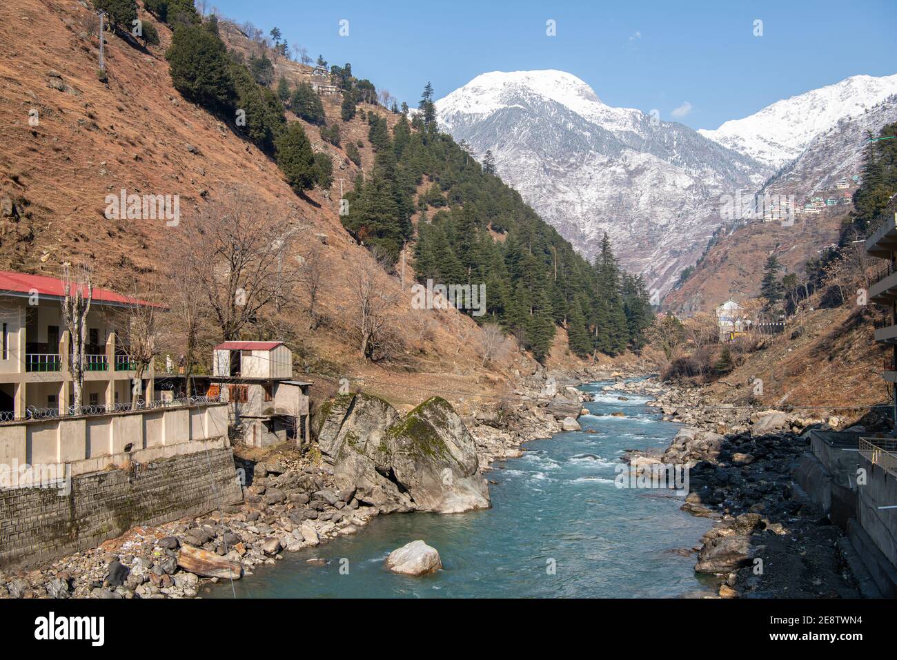 Mountain view of Mahandri Village with Kunhar river, Kaghan Valley ...