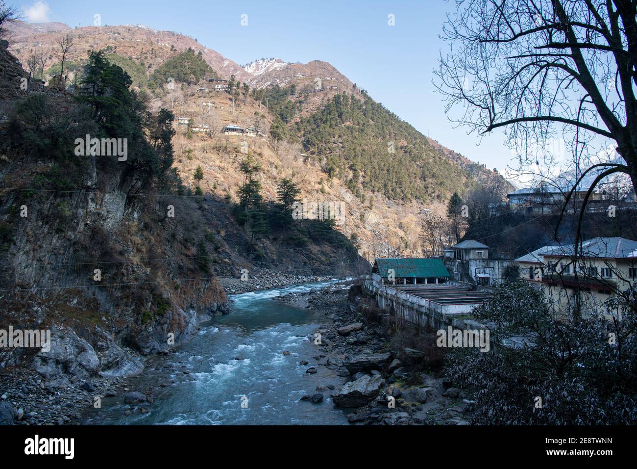 Mountain view of Mahandri Village with Kunhar river, Kaghan Valley ...