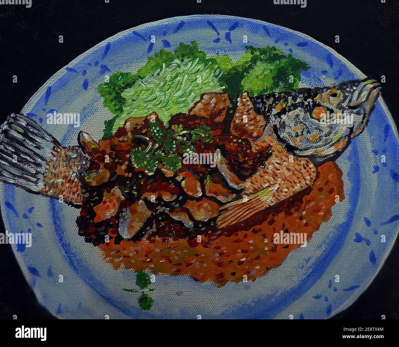 Food painting,Realistic ,oil painting, there are many countries Stock ...
