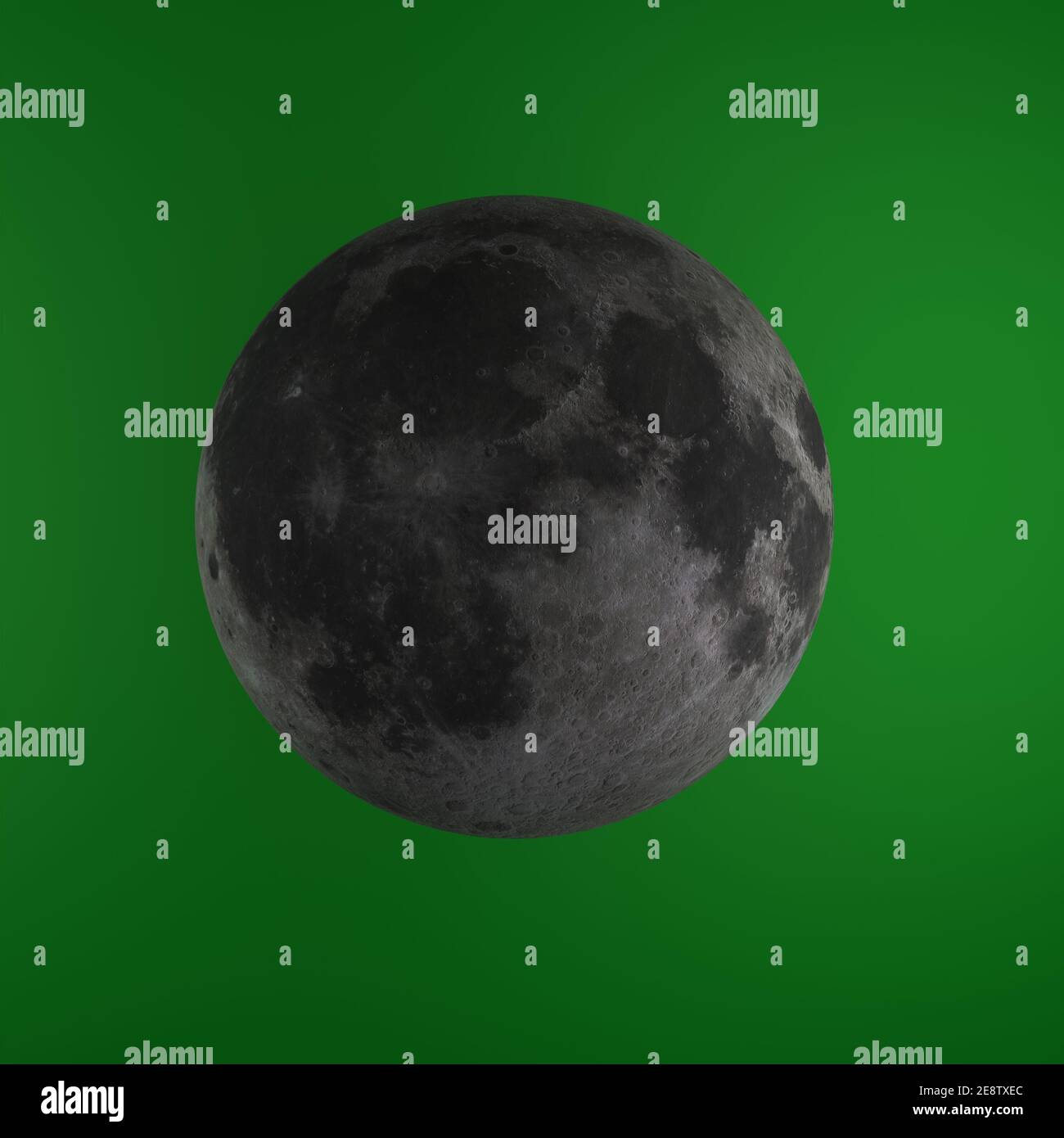 Moon isolated on chroma green background, 3d illustration, space ...