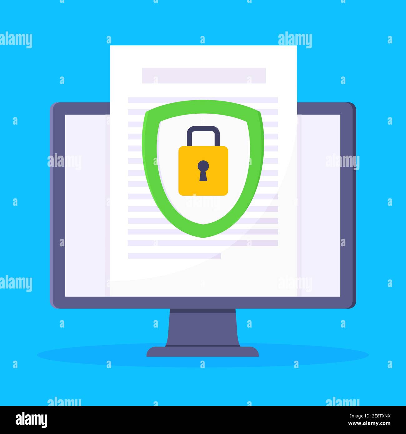 Privacy policy, safety lock and data protection metaphor. Shield with ...