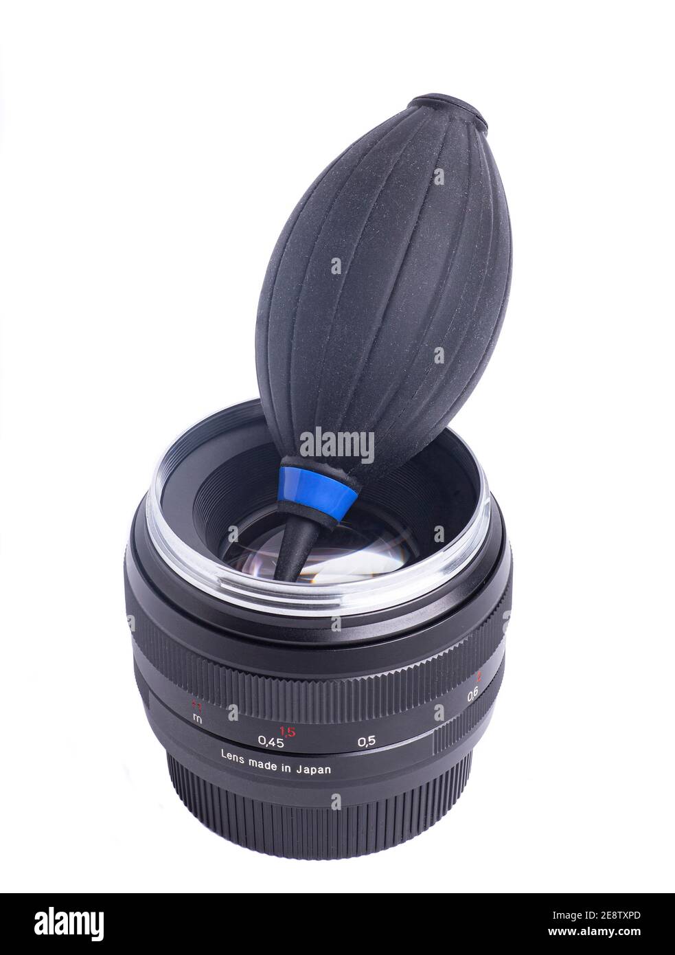 Air blower with camera lens Isolated on a white background Stock Photo ...