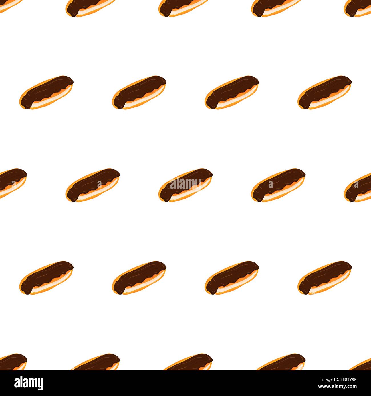 Packaging design template with colorful eclair with chocolate glaze ...