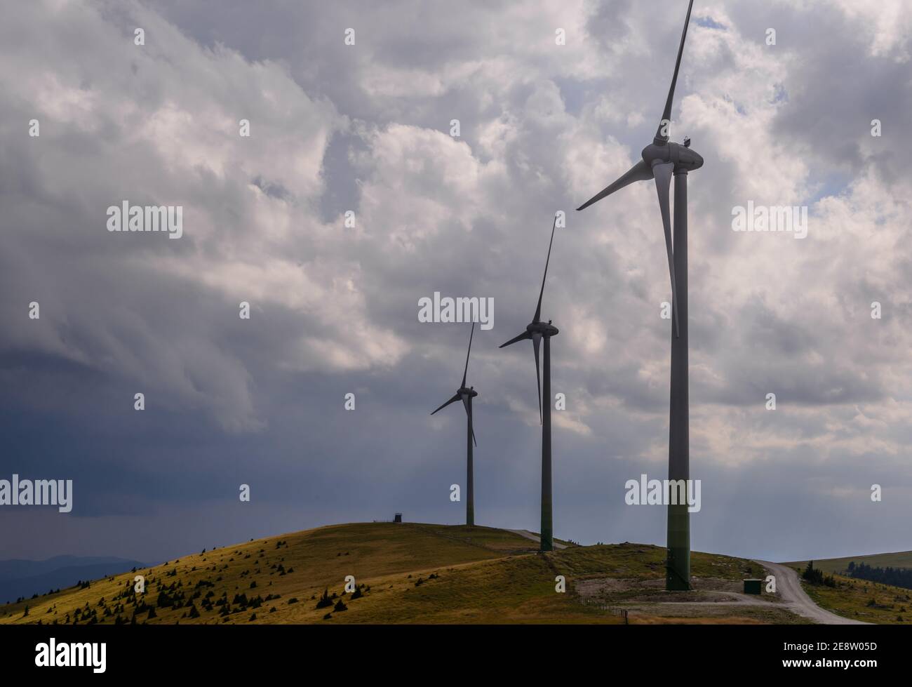 wind power plant on the mountain pretul in the austrian alps near ...