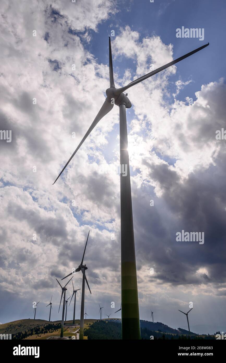 wind power plant on the mountain pretul in the austrian alps near ...