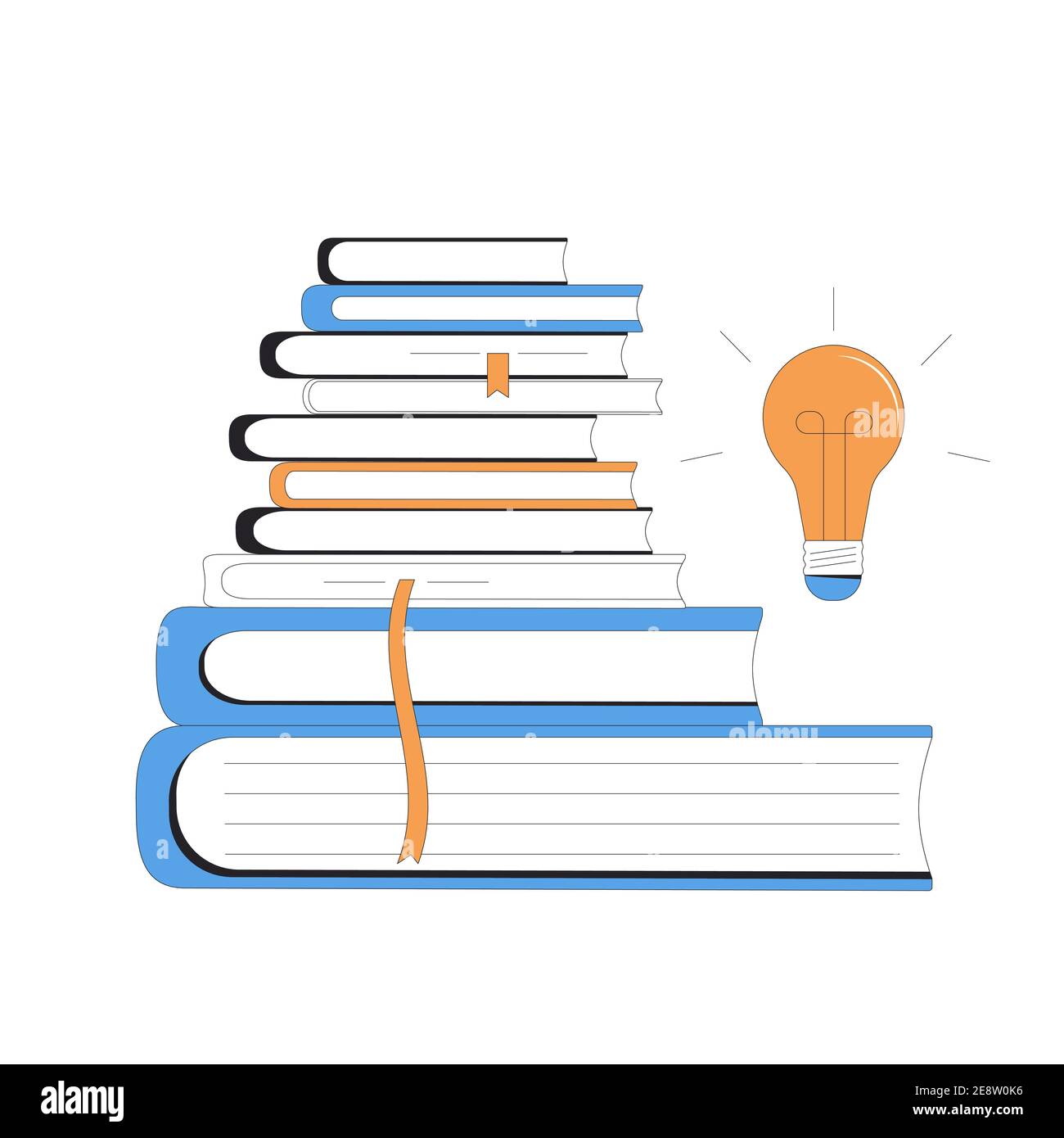 Books with bulb. Knowledge, education, learning, idea symbol. Study ...
