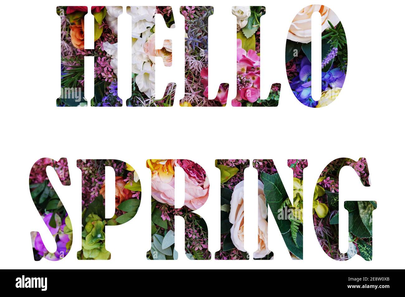 Hello Spring floral lettering. Stylish hello spring text from pink ...