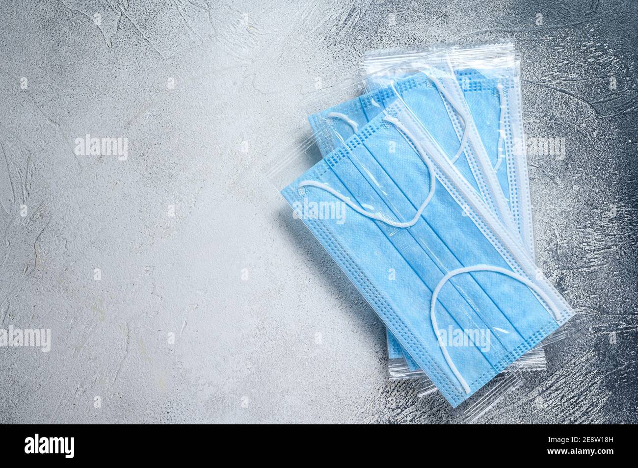 Blue ear loop surgical face masks. Disposable procedural face mask with ...