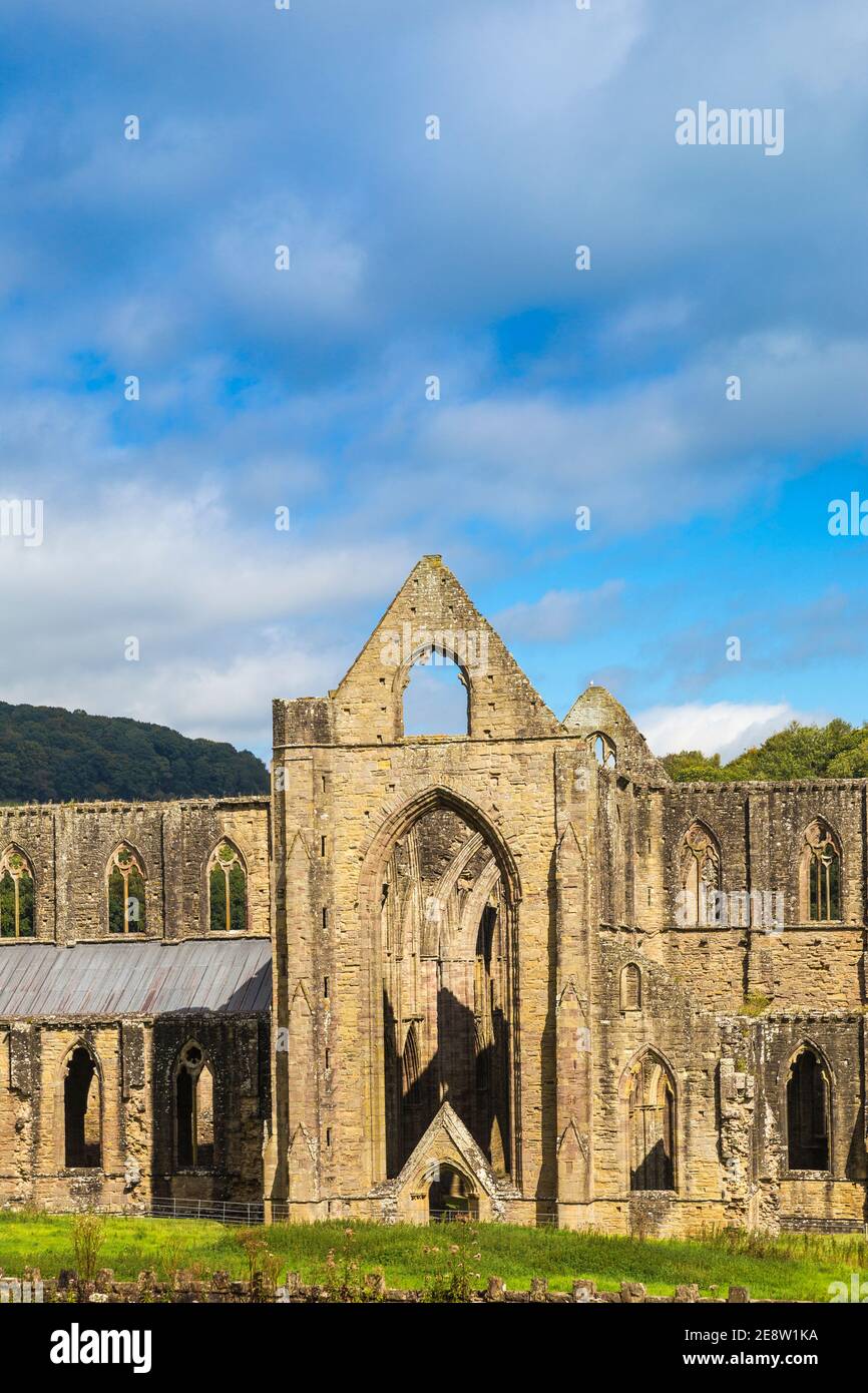 UK, Wales, Monmouthshire, Wye Valley, Tintern, Tintern Abbey Stock ...