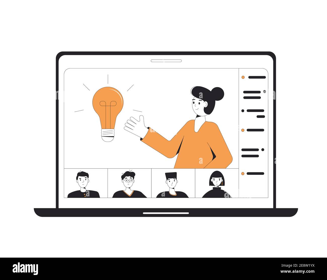 Online education. Digital learning. Female teacher and teenagers ...