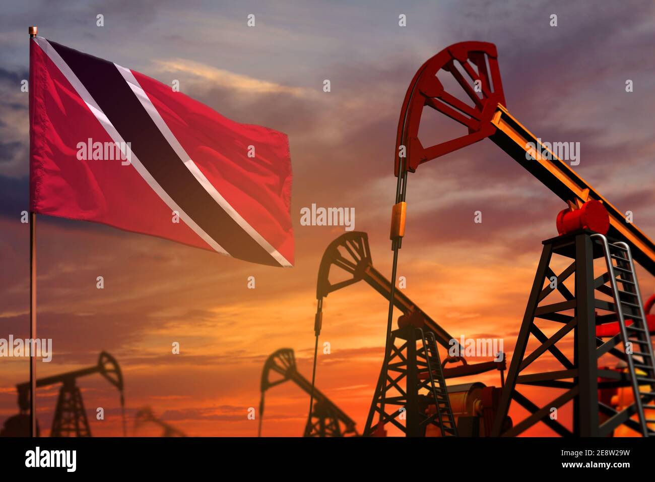 Trinidad and Tobago oil industry concept, industrial illustration ...