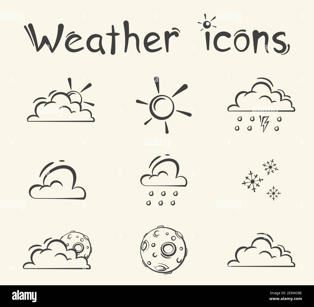 Drawn weather symbols Stock Vector Image & Art - Alamy