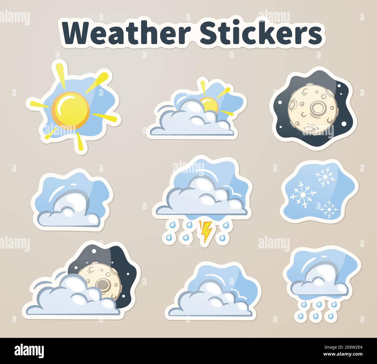Colored weather stickers Stock Vector Image & Art - Alamy