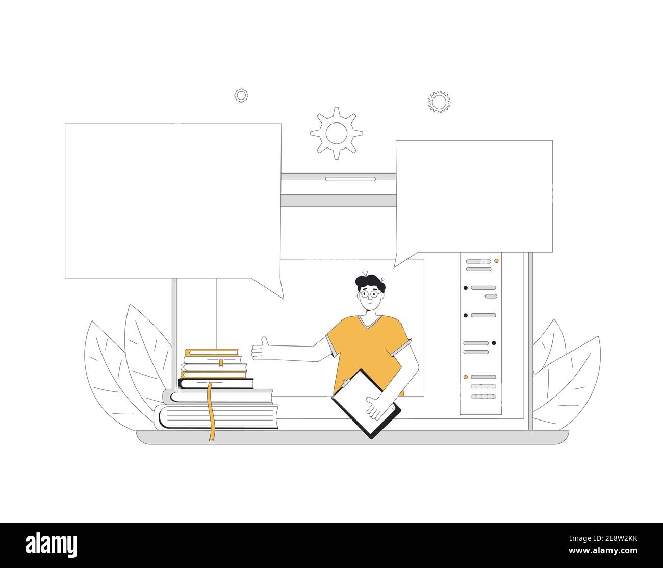 Online education. Digital learning on computer screen. Internet webinar ...