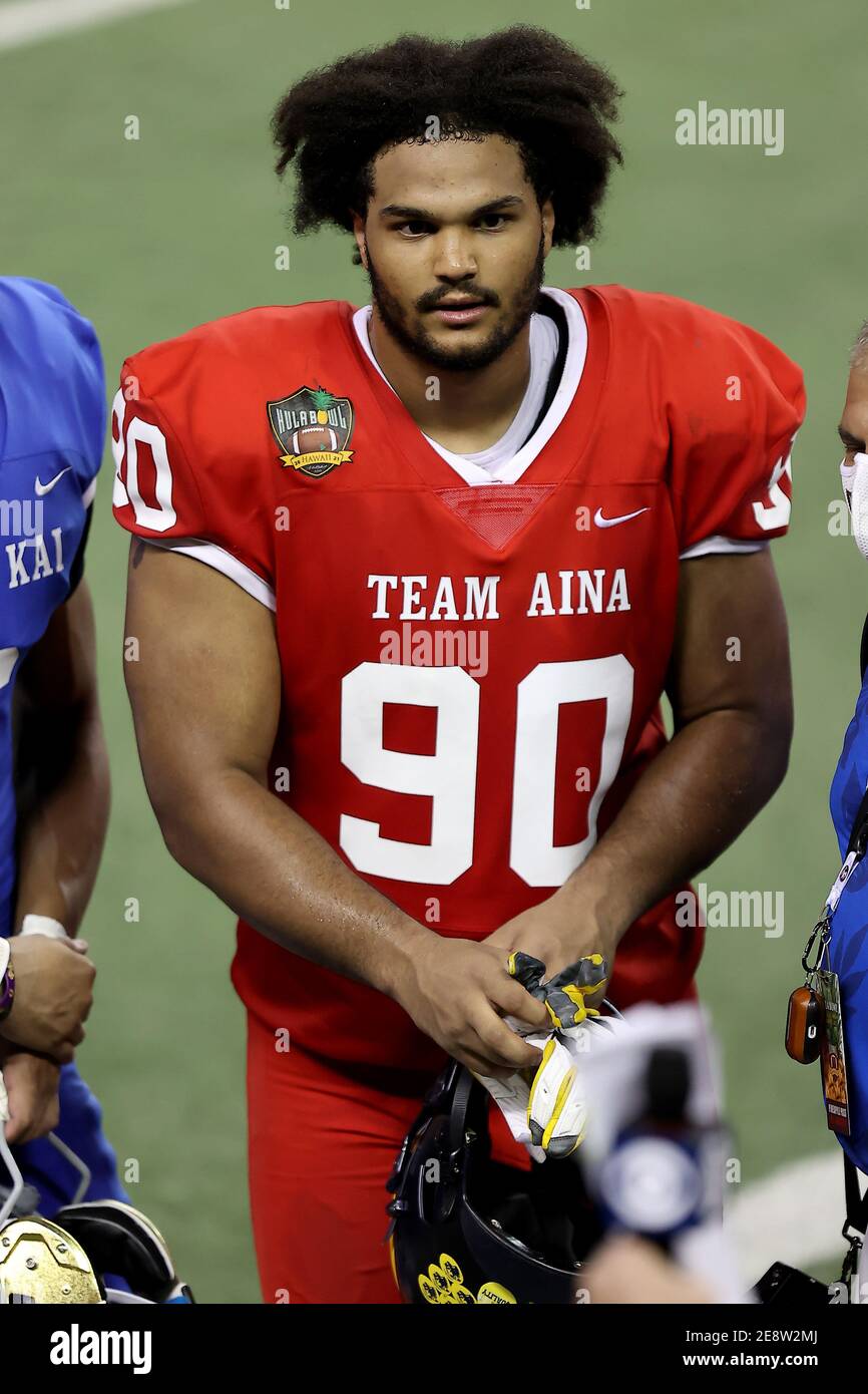 January 31, 2021 - Michigan Wolverines defensive lineman Carlo Kemp #90 ...