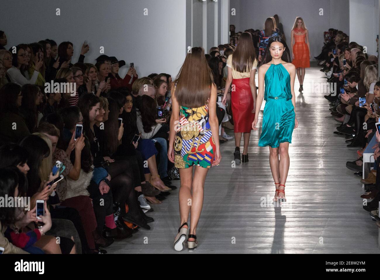 Models on the runway at London Fashion Weekend fashion show, Saatchi ...