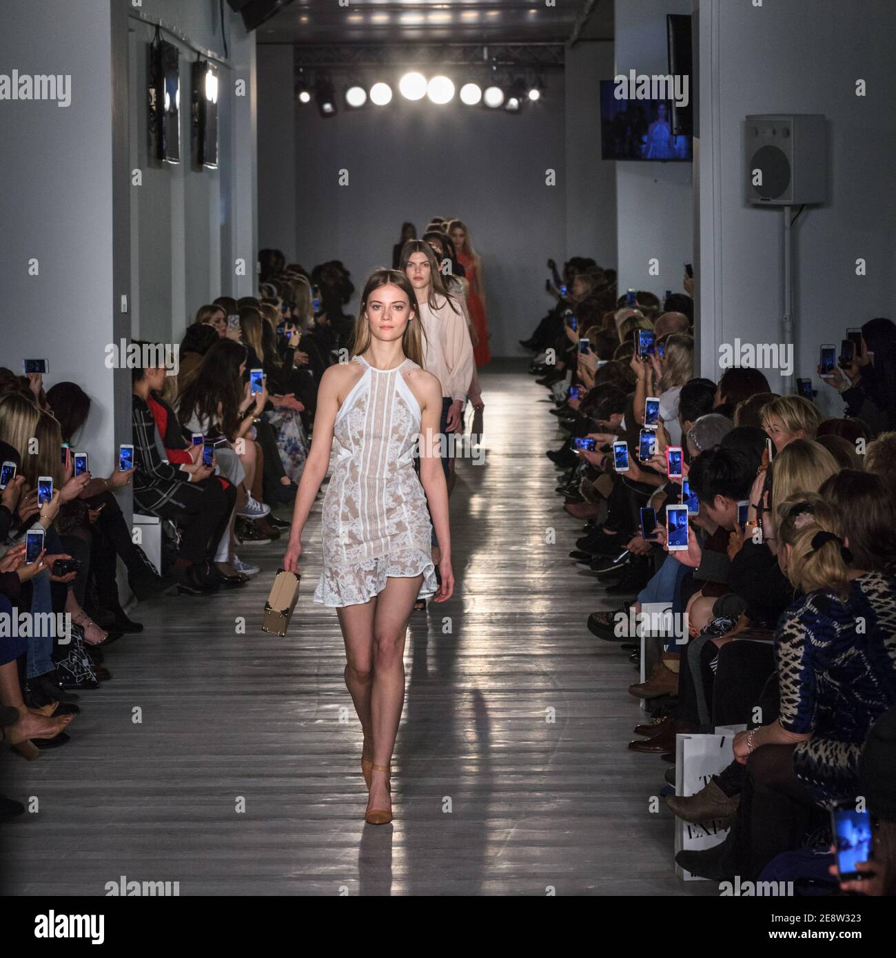 Models on the runway at London Fashion Weekend fashion show, Saatchi ...